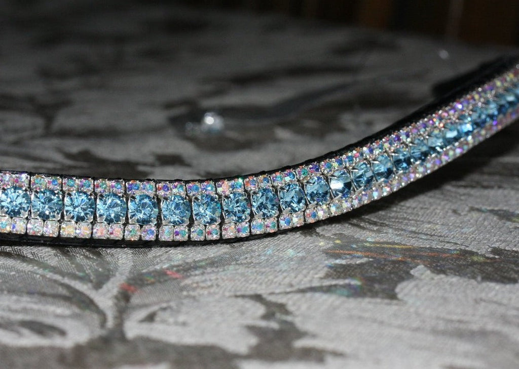 Equiture Aquamarine and iridescent crystal browband – Matchy Dressage